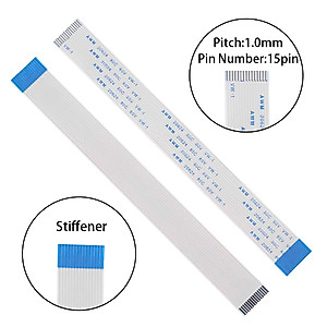 Aokin for Raspberry Pi Camera Cable, FFC Cable Ribbon Flex Extension Cable 15 Pin 1.0mm Pitch for Raspberry Pi, Octoprint Octopi Webcam, Monitor 3D Printer, etc, 30cm/11.81in