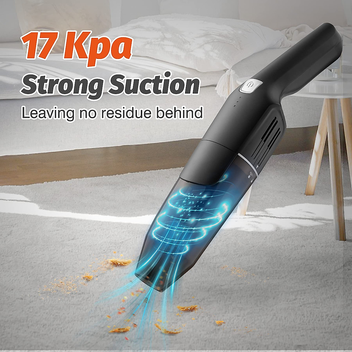 REECOO Handheld Vacuum Cleaner Cordless Upright Vacuum Cleaner Lightweight Rechargeable Vacuum Portable Car Vacuum Mini Floor Cleaner for Home & Car Cleaning