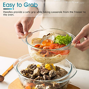Clear Round Glass Casserole by NUTRIUPS | Small Oven Safe Casserole Dish, 0.65 L