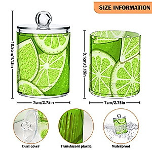 SUABO Plastic Jars with Lids,Green Lemon Storage Containers Wide Mouth Airtight Canister Jar for Kitchen Bathroom Farmhouse Makeup Countertop Household,Set 2