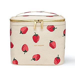 Kate Spade New York Insulated Soft Cooler Lunch Tote with Double Zipper Close and Carrying Handle, Strawberries