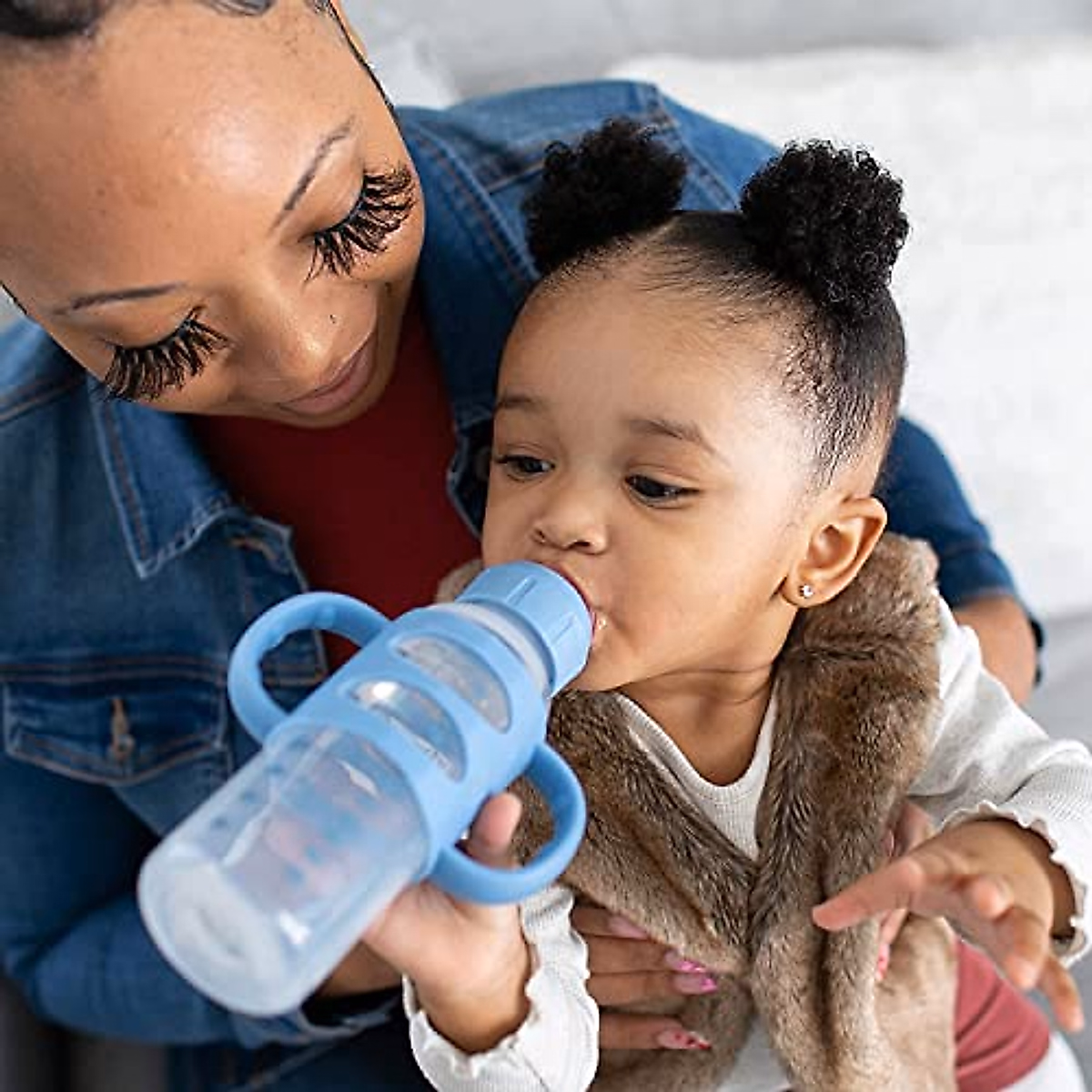 Dr. Brown’s® Milestones™ 100% Silicone Baby Bottle Handles, Narrow, Light Blue, Green, Gray, 3 Pack, 4m+