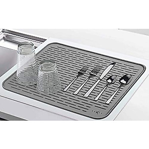 Luxet Multipurpose Premium Quality Silicone Dish Drying Mat for Kitchen, Heat Resistant, Countertop Protection, Non Slip Grip, Extra Large Trivet Size 23x17 Inches (Gray)