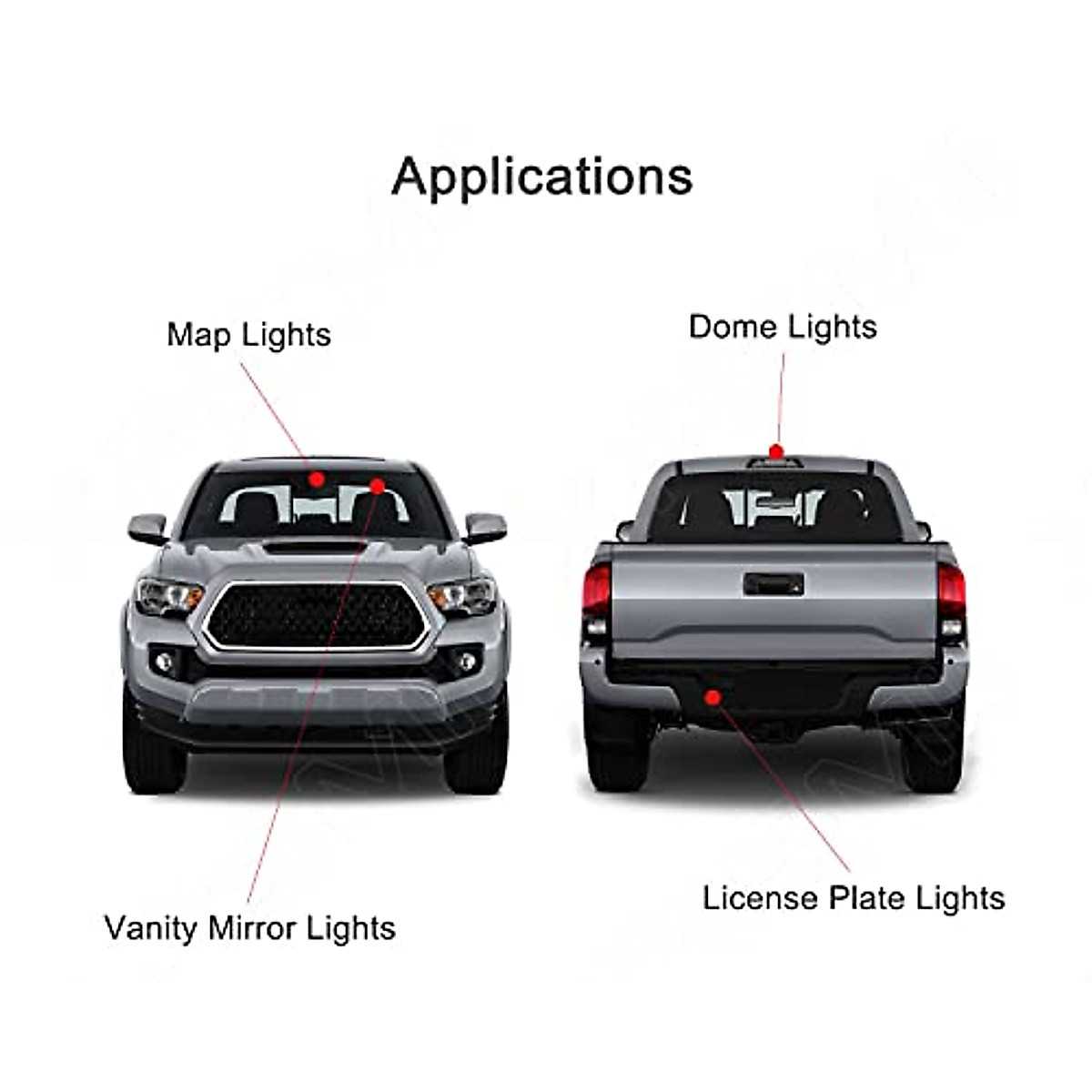 Xpismii 7 Piece 6000K White Tacoma LED Interior Light Kit Package Replacement for Toyota Tacoma 2005 2006 2007 2008 2009 2010 2011 2012 2013 2014 2015, with Placement Diagram and Install Tool