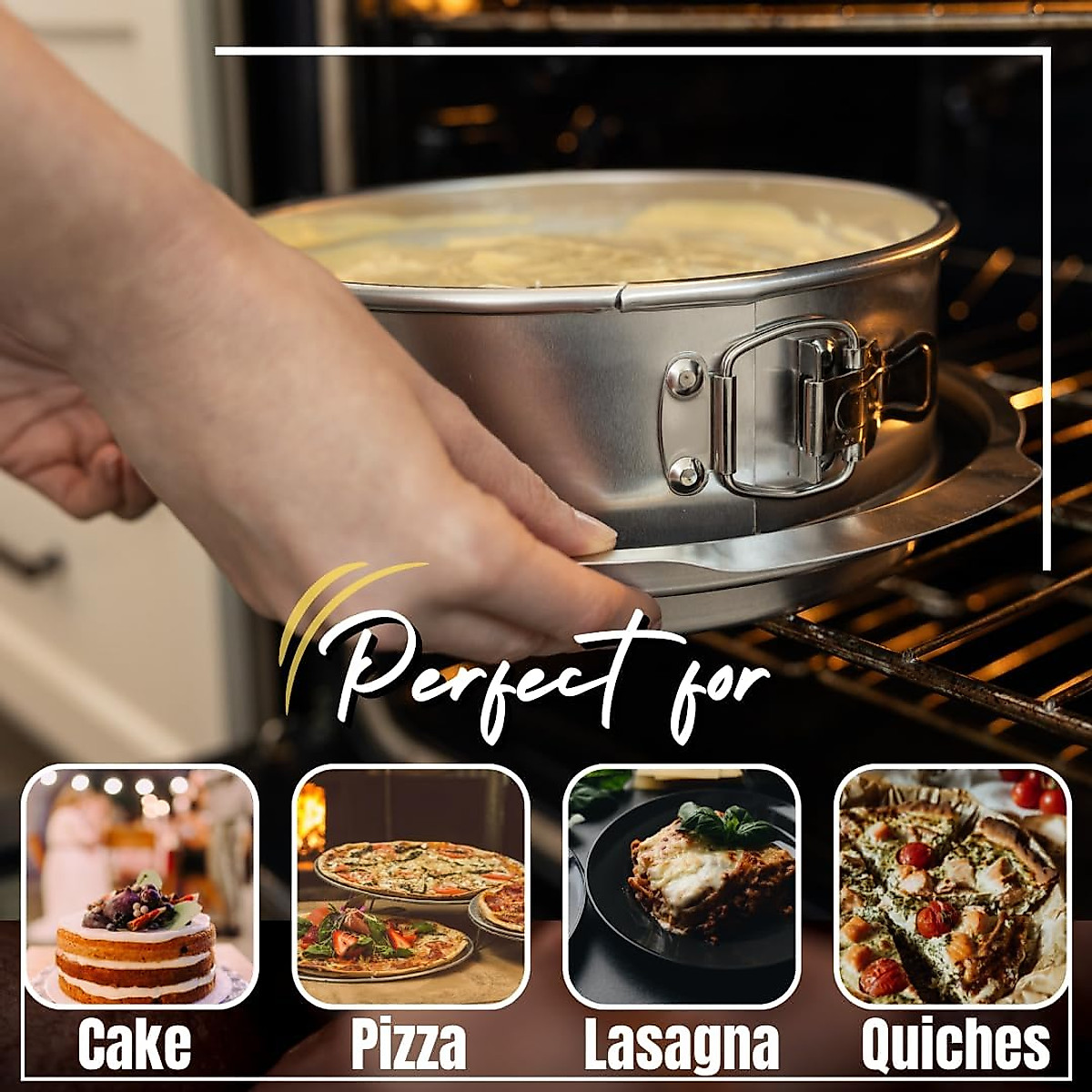 Chef's Planet Perfect Pan - 9-inch Round Baking Pan with Leak-Proof, Easy-Lock Spring Form Pan and Water Bath Basin for Delicate Creations