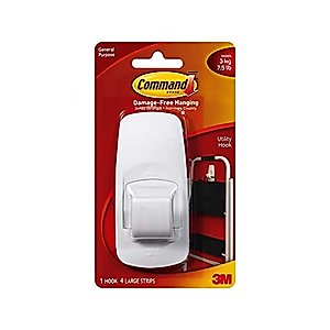 Command 17004-6_Value Jumbo Plastic Hook with Adhesive Strips, 6 Hooks, White