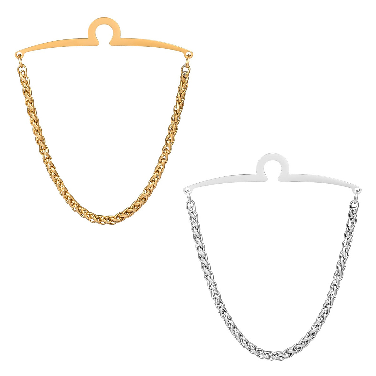 GWD Men for Tie chain Silver Golden Tie Clips Gift Box (Gold and silver A)