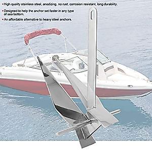 Boat Anchor Qiilu 2kg Boat Anchor for Boats 17 to 22 Feet Stainless Steel Marine Hardware Parts Accessories