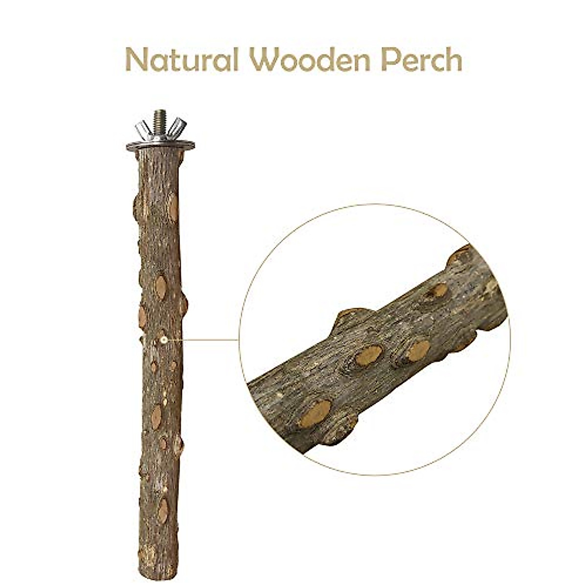 LIMIO Bird Perch 4 PCS Natural Wood Stand Parakeet Toys Bird Cage Accessories for Parrots Conure Supplies Budgie Platform