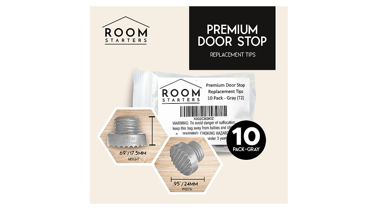 Kick Down Door Stop Tips 10-Pack - Ultra Grip Rubber Replacement