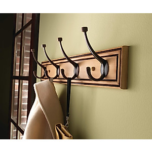 Liberty 129846 27-Inch Galena Hook Rail/Coat Rack with 4 Pilltop Hooks, Honey Maple and Statuary Bronze