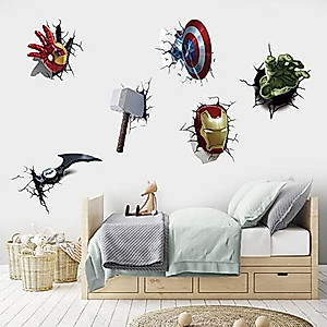FANG LIAN 3D Avengers Wall Decals Superhero Wall Stickers for Boys Bedroom DIY Removable Superhero Wall Decor for Kids Bedroom Living Room Children Themed Room Party Decoration (Size 24 x 16 inch)