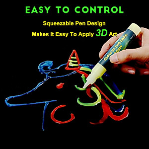 FansArriche Glow in the Dark Fabric Paints, 18 Colors x 20 ml 3D Waterproof Acrylic Textile Paint Markers, Glow in Dark Paint Pen, DIY Neon Fabric Paints for Clothes, Canvas