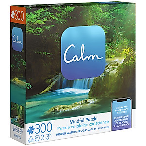 300-Piece Calm Jigsaw Puzzle for Relaxation, Stress Relief, and Mood Elevation, for Adults and Kids Ages 8 and up, Hidden Waterfalls
