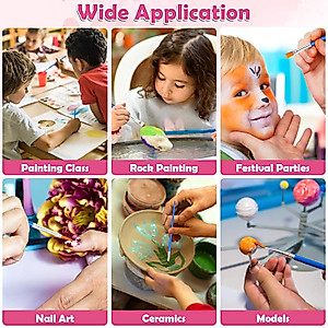 126 Pcs Small Paint Brushes Bulk, Kids Paint Brushes with Flat and Round Pointed Paint Brushes Set, Craft Brushes for Classroom Acrylic Oil Watercolor Canvas Face Painting