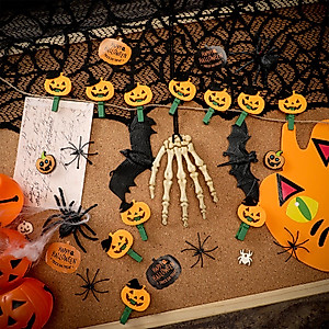 Halloween Pumpkin Clips Small Clothespins Snacks Pins Wooden Pumpkin Photo Clips Mini Decorative Craft Clips (24 Pieces)