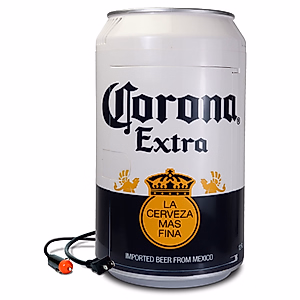 Koolatron Corona 12 Can Portable Mini Fridge w/ 12V DC and 110V AC Cords, 10L (10.6 qt) Beer-Can Shaped Personal Cooler, White, Travel Fridge for Drinks, Snacks, Lunch, Home, Office, Dorm Room, RV