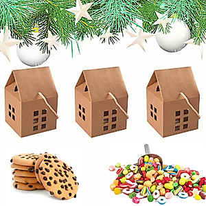 HAN SHENG 30 Pcs House Shaped Candy Boxes Kraft Paper Gift Boxes Wedding Favor Boxes Candy Storage Boxes Packing Boxes Decoration for Wedding Christmas Birthday Party Ornament Container