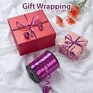 GHGMAO 500 Yard Hot Pink Curling Ribbon, Shiny Metallic Curling Hot Pink Ribbon for Gift Wrapping, Crafts, Balloon String, Balloon Ribbon, Shiny Curly Ribbon for Wedding, Birthday, Christmas