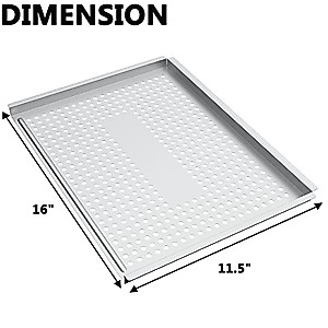 soldbbq Grill Baskets, Stainless Steel Grill Vegetable Basket, Grill Topper Tray Replaces Part for Traeger, Pit boss, Cooking Tray for Vegetable, Fruit and Other Small Food, 16" x 11.5"