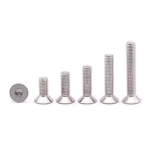 #10-24 x 3/4 inch Flat Head Socket Cap Screws 50 PCS, Countersunk Head, Allen Hex Drive, 304 Stainless Steel 18-8, Full Machine Thread, Bright Finish