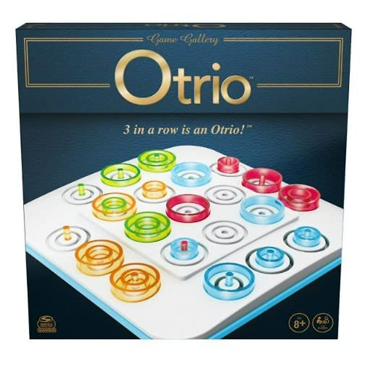 Otrio Board Game with Red, Green, Yellow and Blue Pieces, for 2-4 Player Ages 8 to Adult.Strategy-Based Board Game
