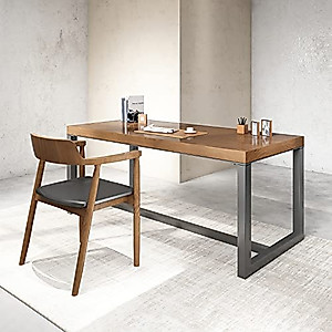 Sihtengxxhongs Solid Wood Computer Desk Modern Home Office Thick Desk 55 Inch Long Writing Table PC Workstation