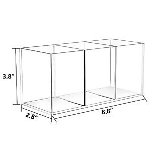 Dingelex Acrylic Pen Holder 3 Compartments,Clear Pencil Cup Organizer for Countertop Desk Accesorry Storage,Large Acrylic Marker Pencil Holder