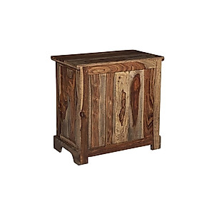 Porter Designs Crossroads Solid Sheesham Wood Bedroom Nightstand in Brown