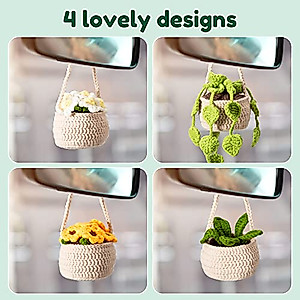 Karsspor Crochet Kit for Beginners - 4 PCS Hanging Potted Plants, Beginner Crochet Kit for Adults with Easy to Follow Tutorials, Complete Crochet Kit for Beginners Adults (Patent Product)