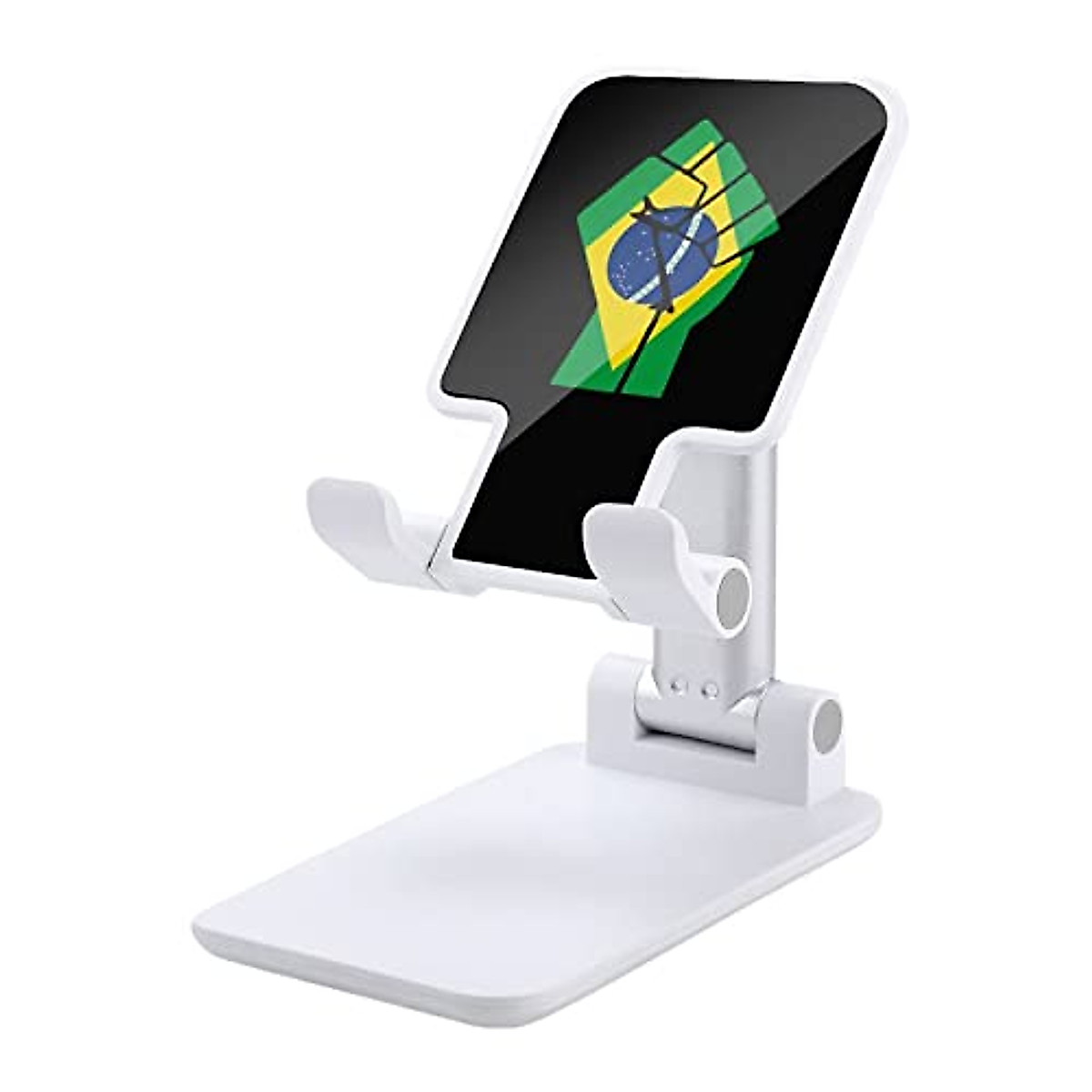 Brazil Flag Resist Cell Phone Stand for Desk Foldable Phone Holder Height Angle Adjustable Sturdy Stand White-Style