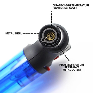 Kitchen Butane Blow Torch Lighter For Cooking , Refillable Jet Flame Torch with Base for Free Standing Cooking Food Torch Windproof for Chefs Fire Log Candle Fireplace Grilling (blue)