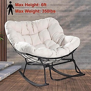 ABATIA Patio Rocking Chairs, Cushion Rocker Chair Outdoor, Nursery Recliner Chair, Rocking Chairs for Outside Lounge Deck Backyard (1 PC)