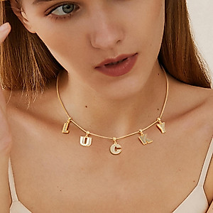 AIFOKIVO Letter C Charm Dangle 14K Golden Initial Beads, 925 Sterling Silver Customized Name Alphabet Necklace Pendant, for Cousin Couple Custom Gifts