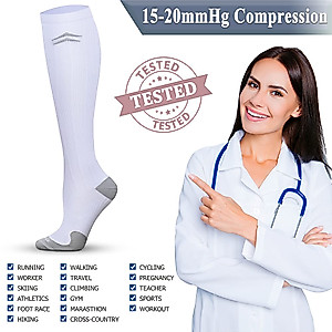 QUXIANG Copper Compression Socks for Women & Men Circulation (8 Pairs) - Best for Running Athletic Cycling - 15-20 mmHg (L/XL,Multi 12)