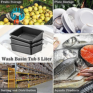 10 Pcs Commercial Bus Tubs 8 Liter Dish Bus Tubs Box Plastic Tub for Storage Wash Container, Gray