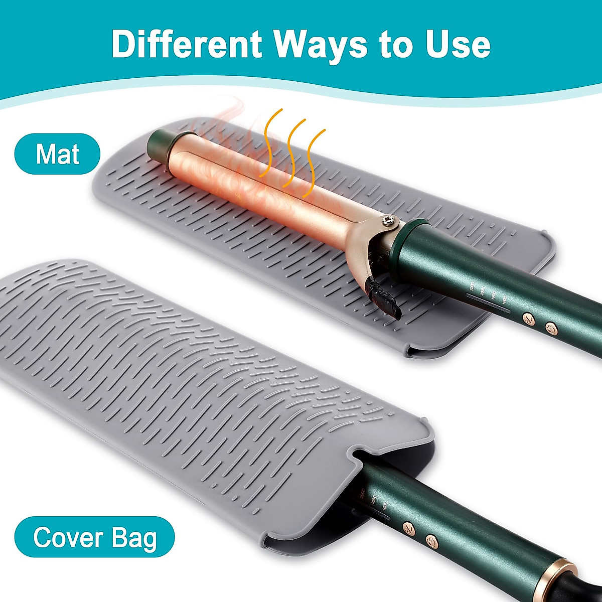 Shappy 2 Pieces Flat Iron Travel Case Heat Resistant Curling Iron Holder Cover Travel Sleeve Neoprene Straightener Holder and Silicone Hot Tools Flat Bag(Marble Style)