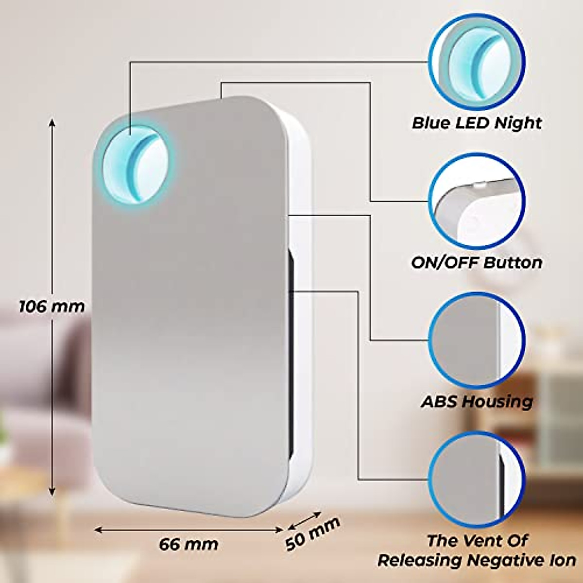 Air Ionizer - Mini Air Purifier - Ionizer Air Purifier - Ozone Machine Odor Removal - Negative Ion Generator - Apartment Must Haves - Home Air Fresheners - Air Conditioner Portable for Room