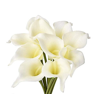 GUCHIS 30pcs Artificial Calla Lily Bridal Wedding Bouquet,Artificial Real Touch Latex Flowers for Home Garden Party Wedding Decoration