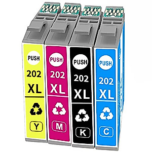 CPRINTER - Remanufactured Epson 202 XL 202XL T202XL Ink Cartridge Replacement for Expression Home XP-5100 Workforce WF-2860 Printer(1 Cyan,1 Magenta,1 Yellow,1 Black)