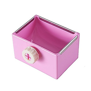 Cage Feeder Food & Water Hay Bowl Dish Bin Feeder, Small Animal Supplies for Rabbit Guinea Pig Chinchilla Hamster Ferret (Blue)