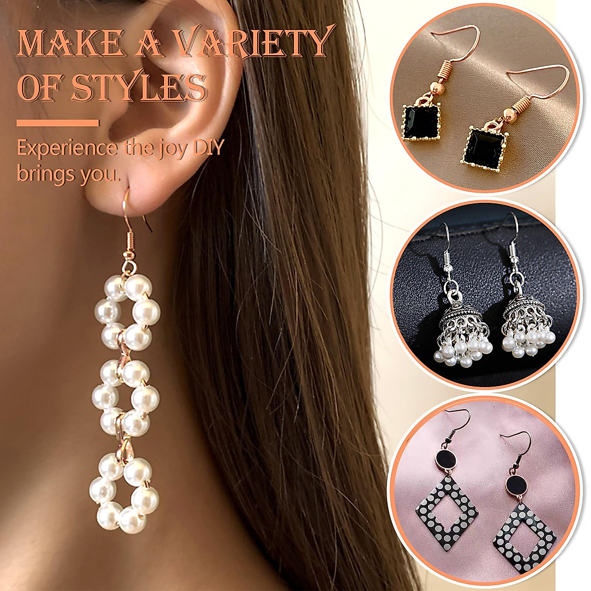 TOAOB 150pcs Mixed Colors Earring Hooks Hypoallergenic Ear Wire Hooks and 1000pcs 4mm Open Jump Rings 200pcs Earring Backs Jewelry Making Findings