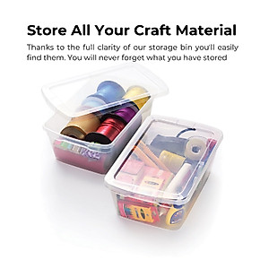 Prodeplast 6.4 Qt (1.6 Gal) Plastic Storage Container Bins with Secure Lid | Durable and Nestable Organizing Totes | Clear Color | 12 Pack