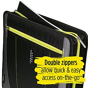 Five Star 2 Inch Zipper Binder, 3 Ring Binder, Removable File Folders, Durable, Black (73289)