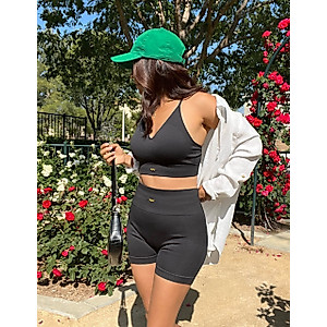 FRESOUGHT Matching Workout Sets for Women Cropped Tank Tops High Waisted 2 Piece Shorts Set for Women Outfit Black L