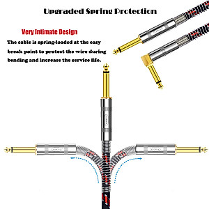 NUOSIYA 1/4 Inch TS to TS Electric Guitar Cable Braided Guitar Amp Cord Flex Instrument Cable for Electric Guitar, Bass AMP, Keyboard, Mixer, Equalizer (Braided Black White, 10FT)