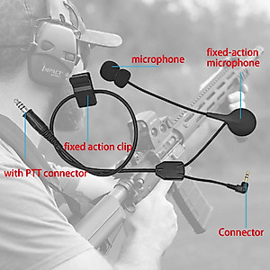 COMBATGEAR Y cable Connector Boom Mic U94 PTT for Howard Leight Safety Earmuffs,Compatible with Sordi Supree Pro X Earmuffs Convert into Communicated Headset