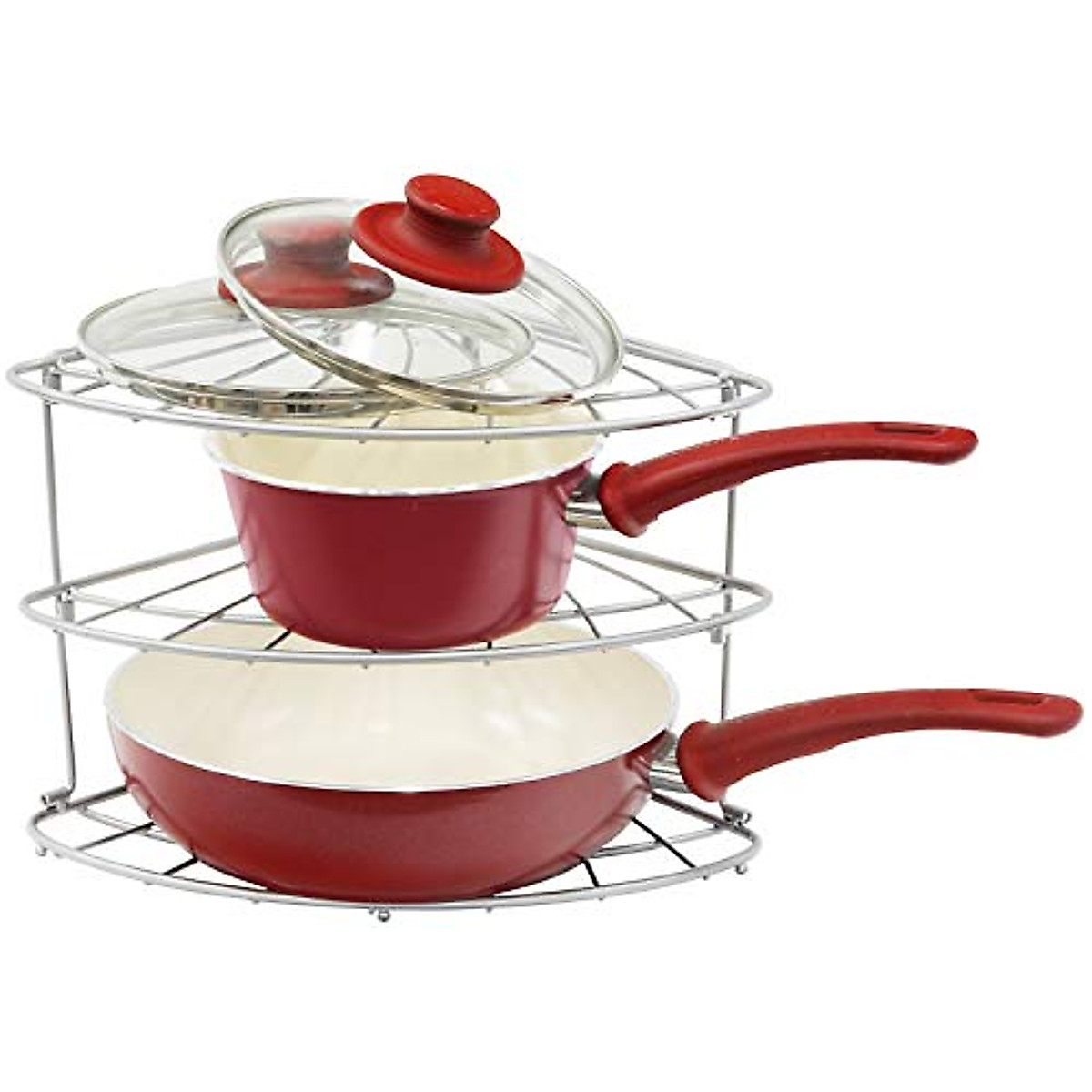 Simple Houseware 3-Tier Counter Corner Shelf Organizer, Silver