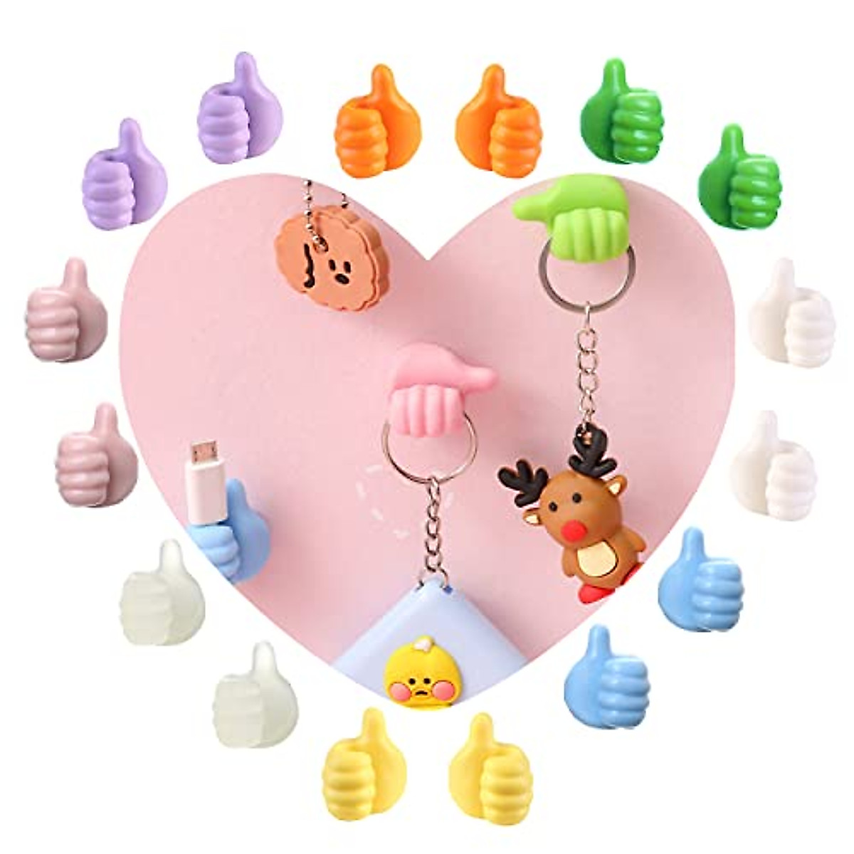PFCKE 16 Pieces Silicone Thumb Wall Hook Thumb Wall Thumb Wall Hooks for Hanging Hooks for Hanging Multifunctional Nails-Free Utility Silicone Hooks for Hanging Kitchen Bathroom Home Office 8 Colors