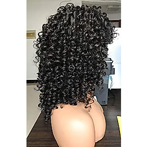 CiCi Short Curly Wigs For Black Women With Bangs Afro Short Kinky Curly Big Bouncy Hair Wig 12inch in Front 14 inch Back